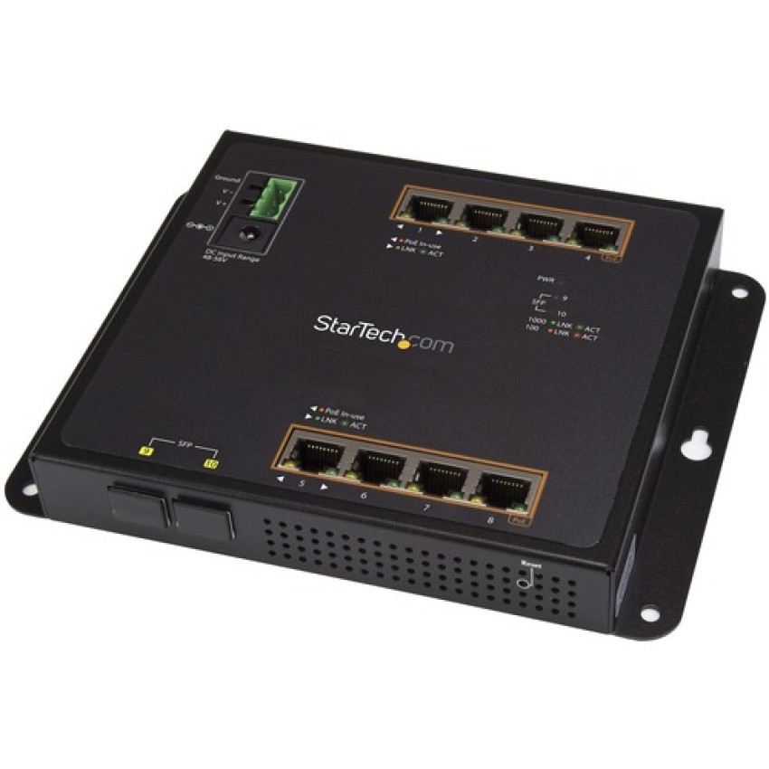 StarTech Industrial 8 Port Gigabit PoE+ Switch w/2 SFP MSA Slots 30W ...