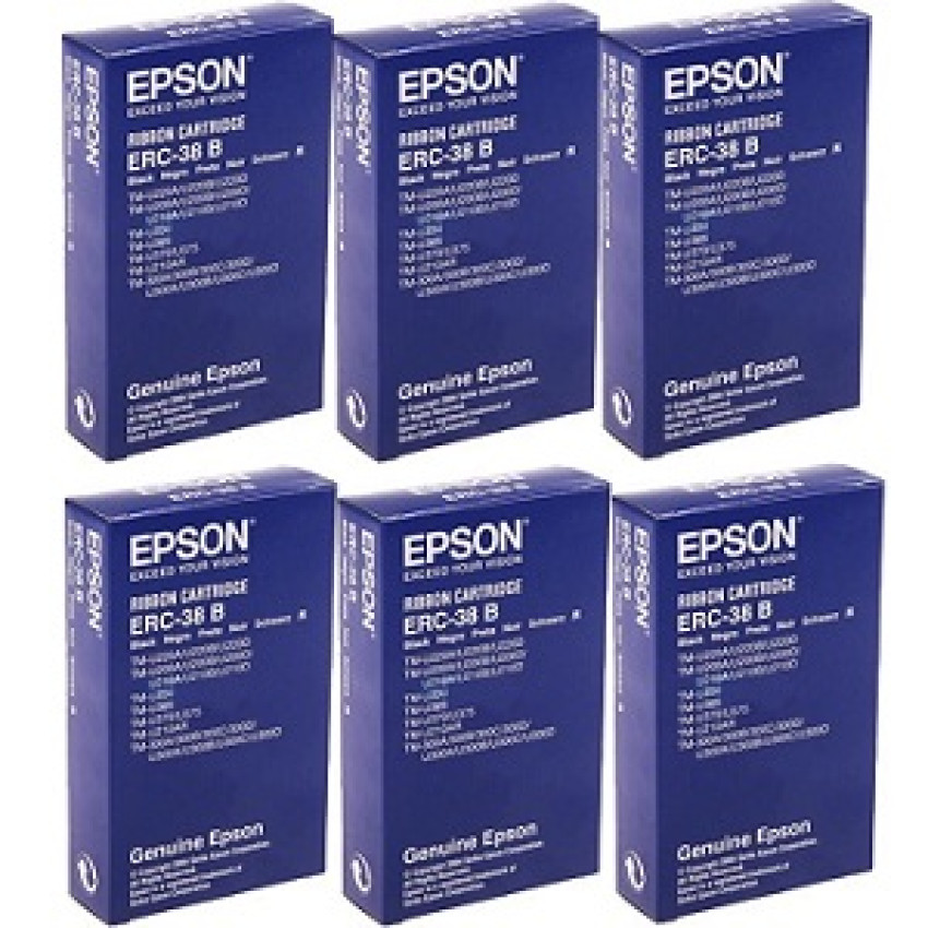 Epson ERC-38 Black Ribbon Cartridge 6-Pack | BlueDogInk.com