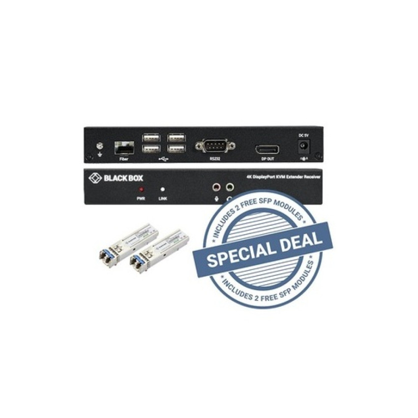 Black Box Kvm Extender Kit Over Fiber Bundle Single-monitor,displayport ...