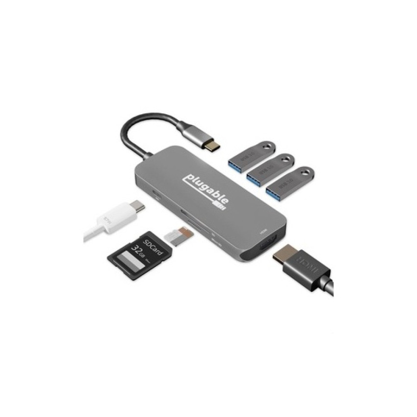 Polarity.IO Plugable Usb C 7-in-1 Adapter Hub (USBC7IN1) | BlueDogInk.com