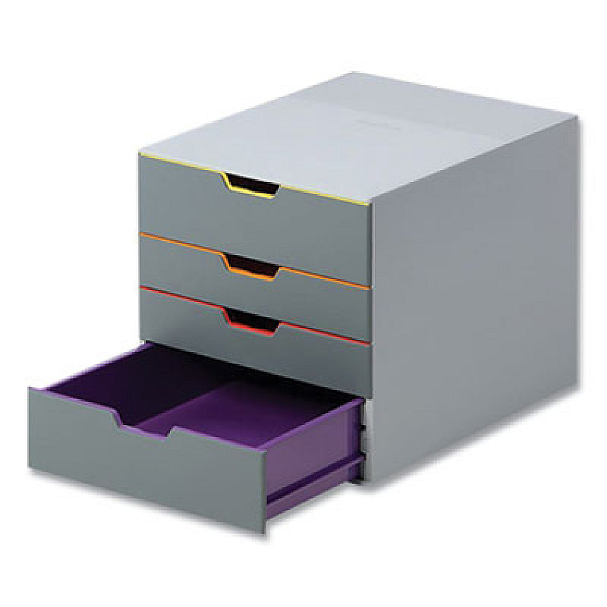 Durable VARICOLOR Stackable Plastic Drawer Box, 4 Drawers, Letter to ...