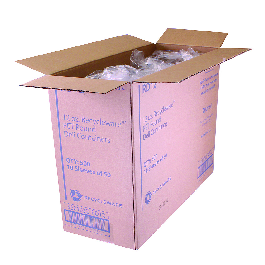 Fabri-Kal Recycleware Round Deli Container, 12 oz, 4.6" Diameter x 2.3 ...