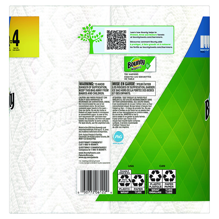 Bounty Select-a-Size Kitchen Roll Paper Towels, 2-Ply, 5.9 x 11, 90 ...