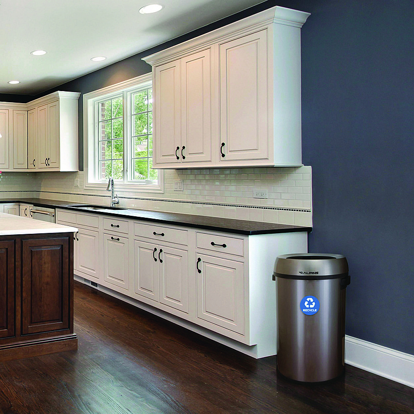 Alpine 17 Gallon Stainless Steel Open Top Recycling Bin Receptacle ...