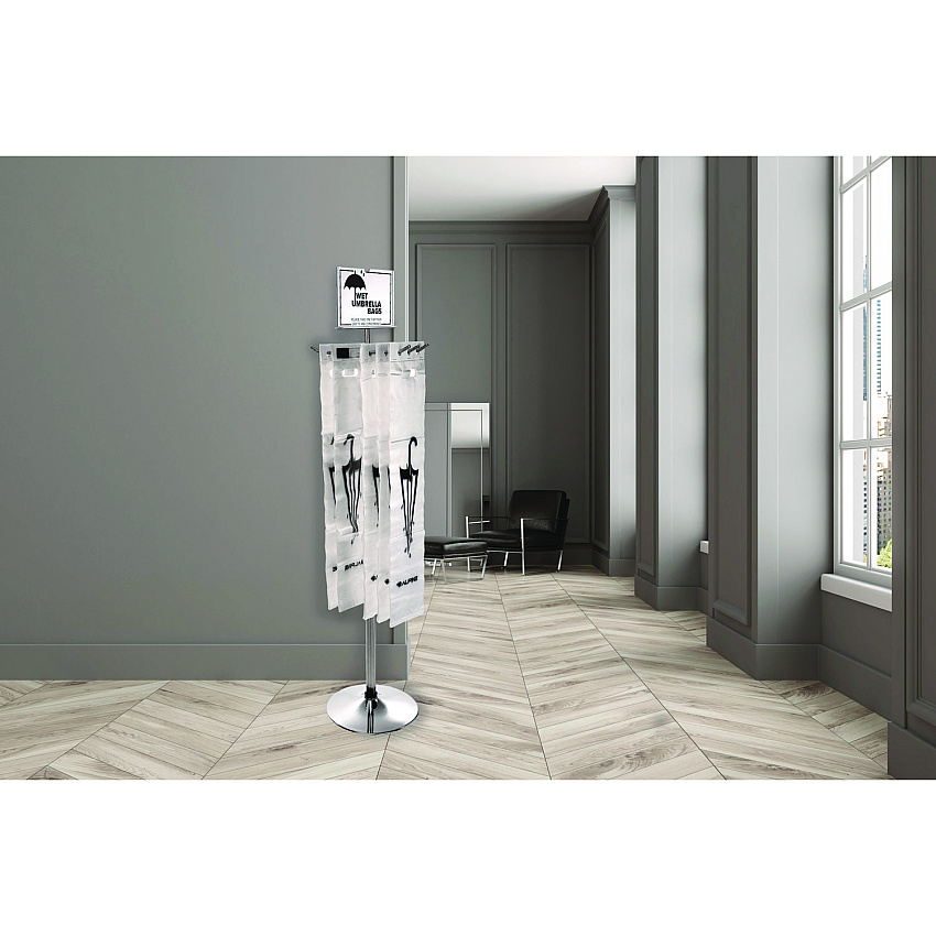 Alpine Wet Umbrella Bag Wrapper Stand with 100 Long Bags, Stainless ...