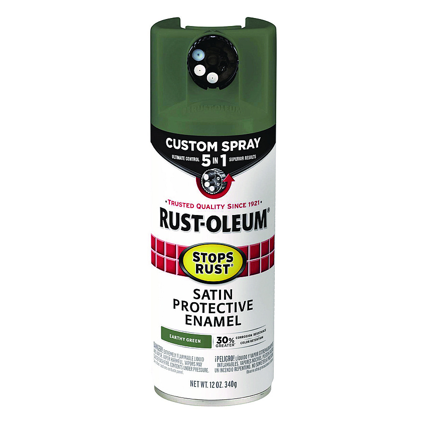Rust-Oleum Stops Rust 5-in-1 Spray Paint, Satin Earthy Green, 12 oz ...