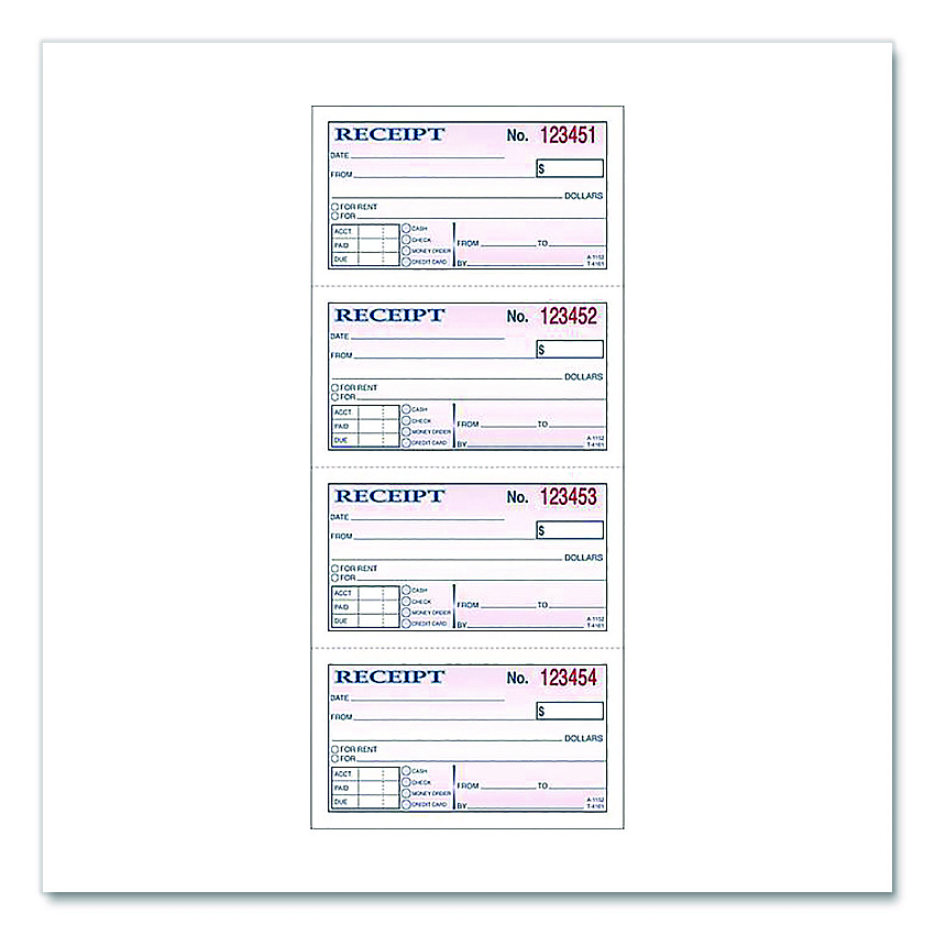 Adams Money/Rent Receipt Book, Two-Part Carbonless, 4.75 x 2.75, 200 ...