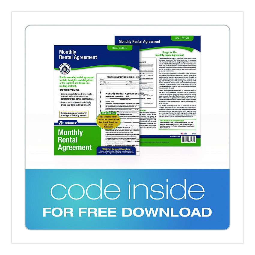 Adams Month-to-Month Residential Rental Agreement Digital Download with ...