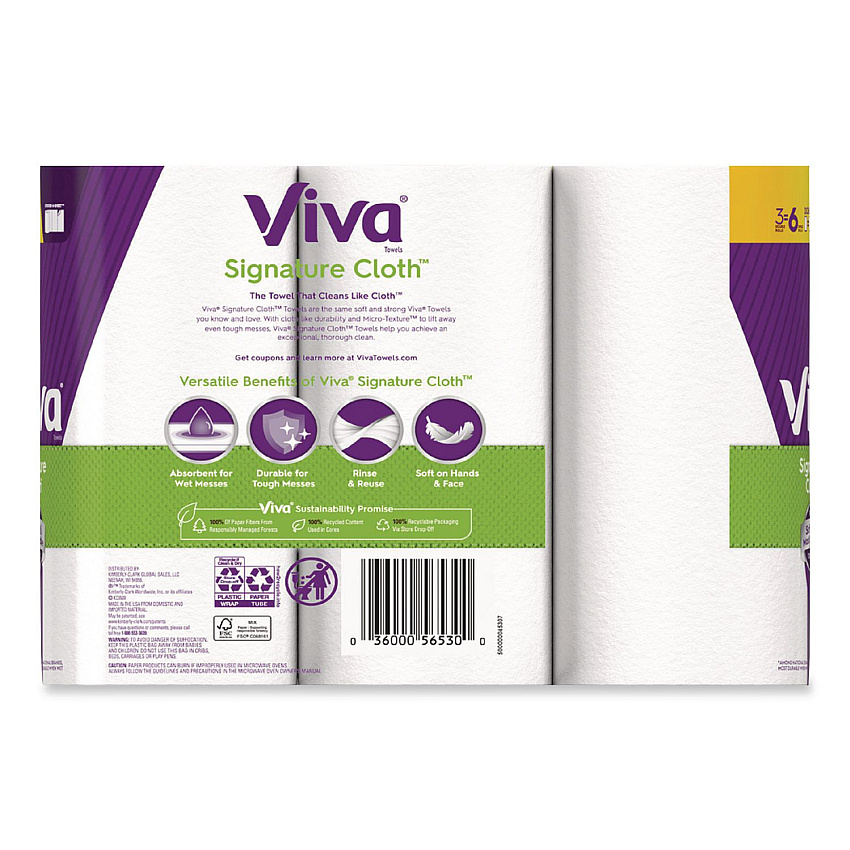 Viva Signature Cloth Choose-A-Sheet Kitchen Roll Paper Towels,1-Ply, 5. ...