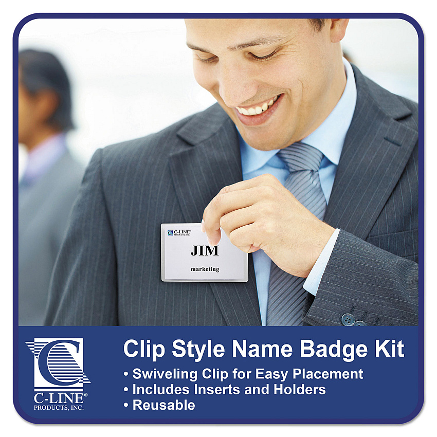 C-Line Name Badge Kits, Top Load, 3 1/2 x 2 1/4, Clear, 50/Box (95523 ...
