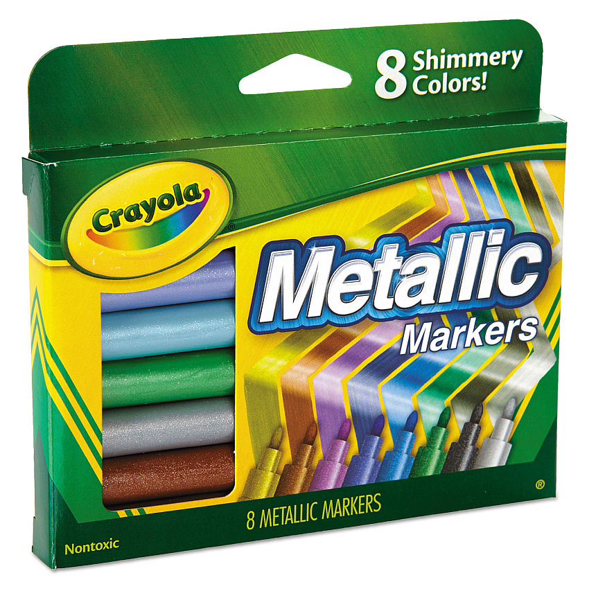 Crayola Metallic Markers, Medium Bullet Tip, Assorted Colors, 8/Set ...