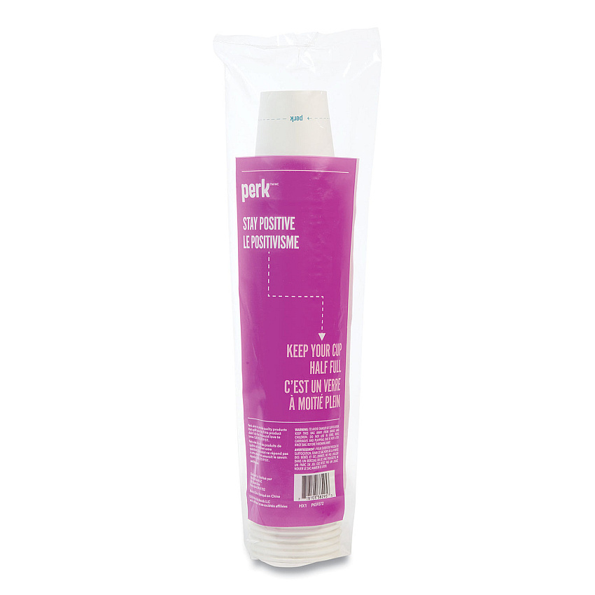 Perk White Paper Hot Cups, 8 oz, 50/Pack (24431632) | Bluedogink.com