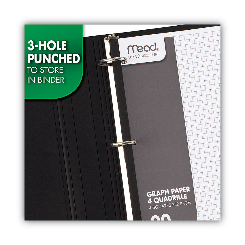 Mead Graph Paper Tablet, 3-Hole, 8.5 x 11, Quadrille: 4 sq/in, 20 ...