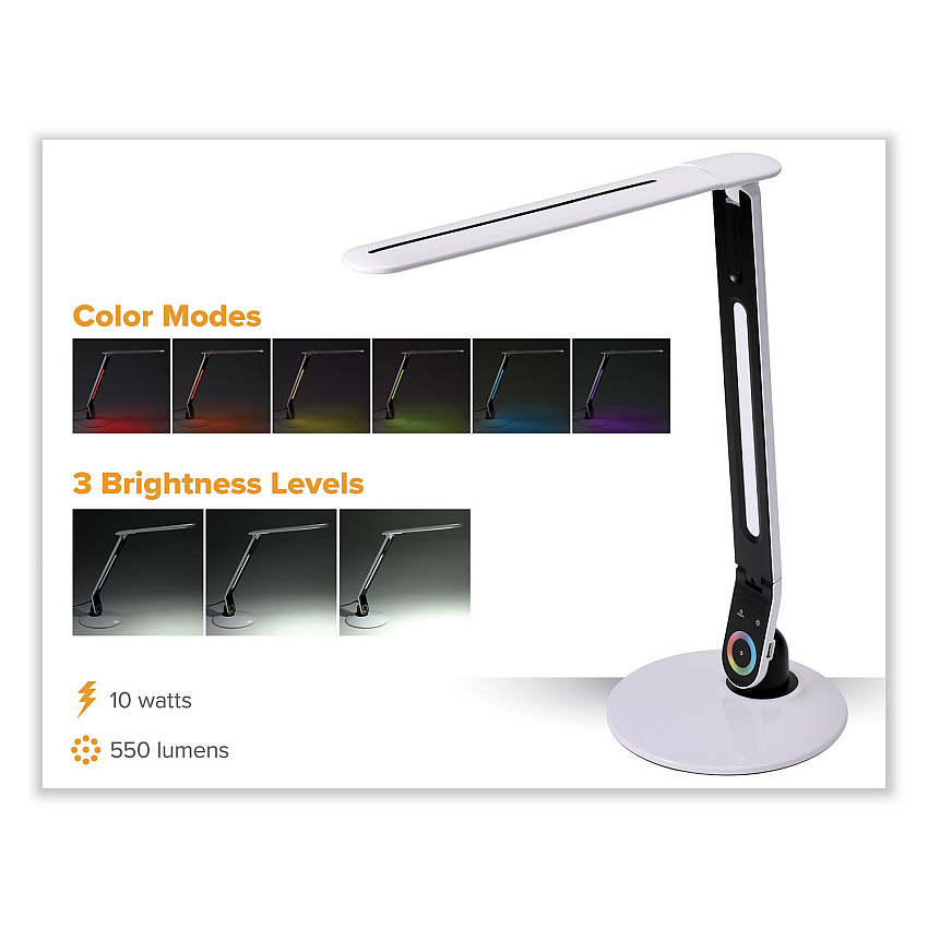 Bostitch Office Color Changing Desk Lamp with RGB Arm, 20" High, White ...