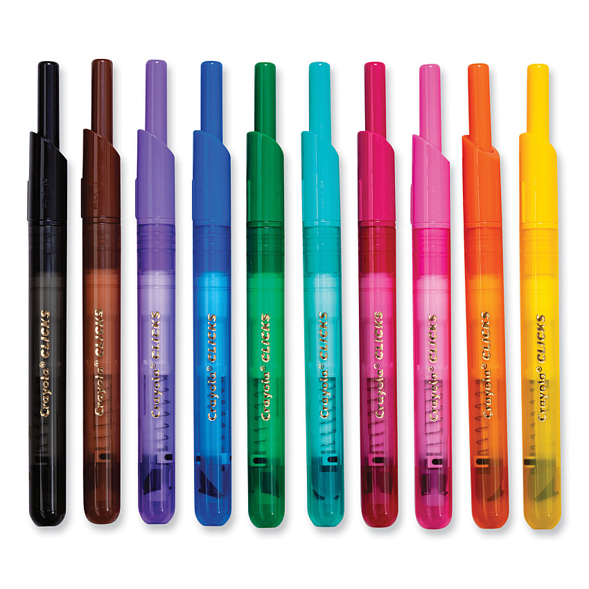 Crayola Super Clicks Retractable Markers, Assorted Bullet Tip Sizes ...
