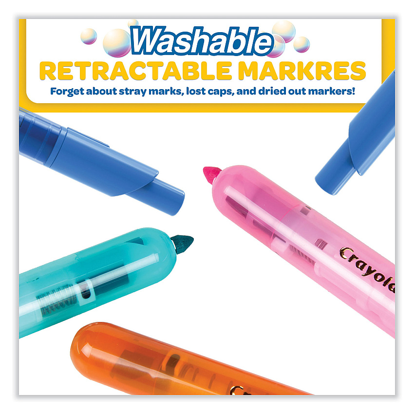 Crayola Super Clicks Retractable Markers, Assorted Bullet Tip Sizes ...
