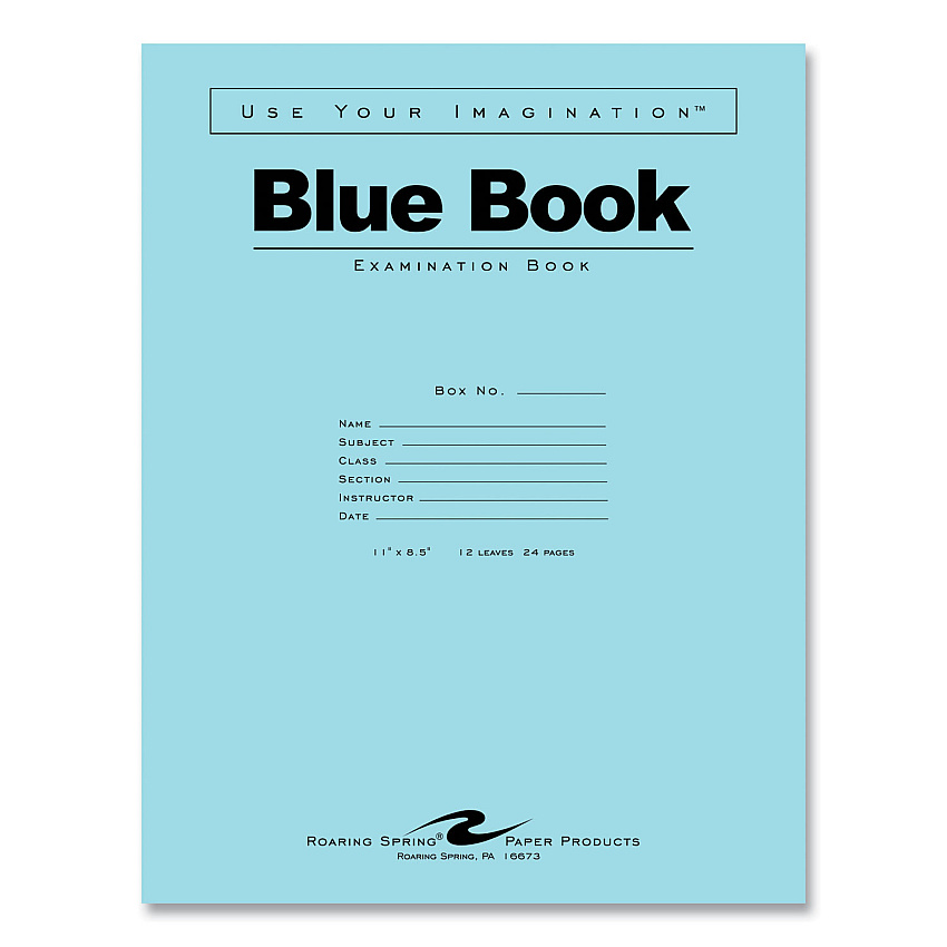 Roaring Spring Examination Blue Book, Wide/Legal Rule, Blue Cover, (12 ...
