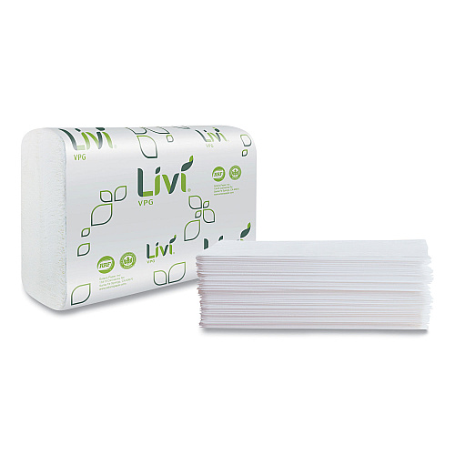 Livi VPG Multifold Towel, 1-Ply, 9.45 x 9.06, White, 250 Sheets/Pack ...