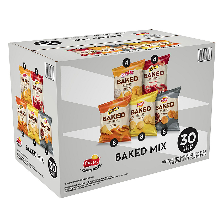 Frito-Lay Baked Variety Pack, Lays Regular/Lays BBQ/Cheetos/Ruffles ...