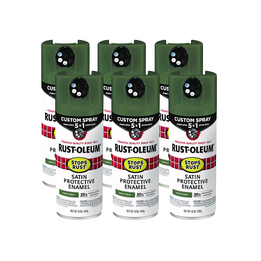 Rust-Oleum Stops Rust 5-in-1 Spray Paint, Satin Earthy Green, 12 oz ...