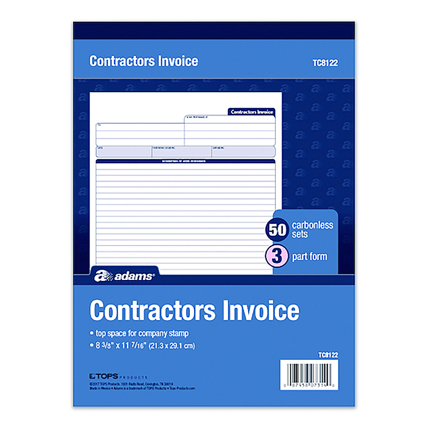 Adams Multipart Contractors Invoice Pad, Three-Part Carbonless, 8.34 x ...