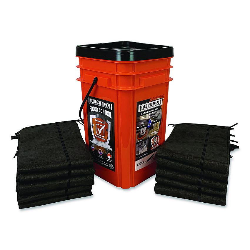 Quick Dam Outdoor Grab and Go Bucket Kit, (1) Bucket, (10) 5 ft Flood ...