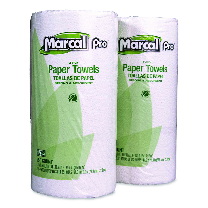 Marcal 100% Premium Recycled Kitchen Roll Towels, 2-Ply, 11 x 8.8 ...