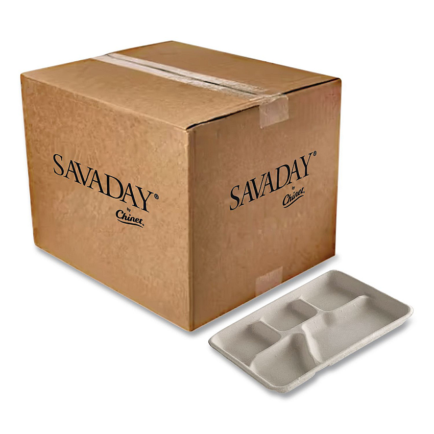 Chinet Savaday Molded Fiber Dinnerware, 5-Compartment Plate, Paper, 10. ...