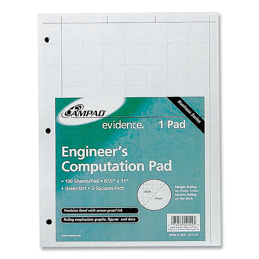 Ampad Evidence Engineer's Computation Pad, Cross-Section Quadrille Rule ...