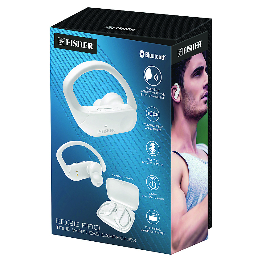 Fisher Edge Pro True Wireless Earphones, White (FTW220W) | Bluedogink.com