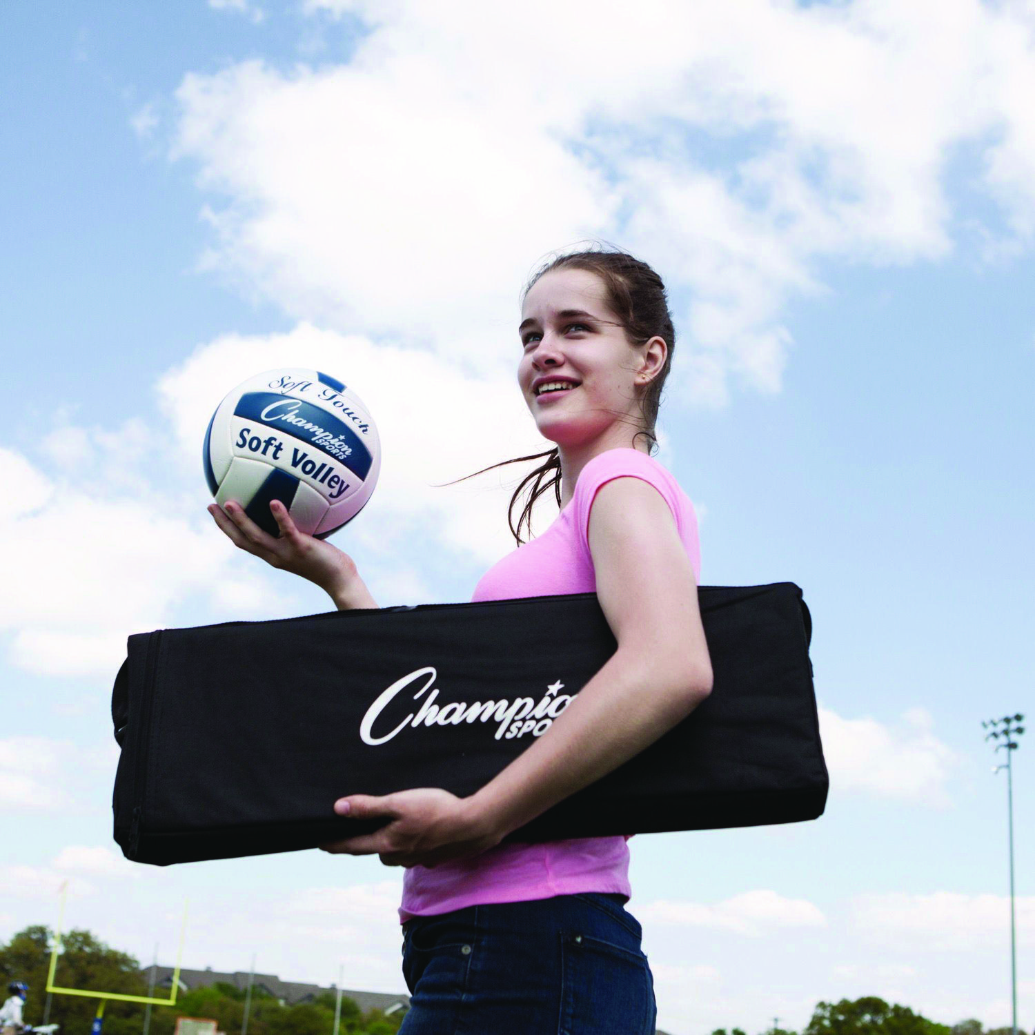 Champion Sports Deluxe Volleyball Set, Official-Size Volleyball ...