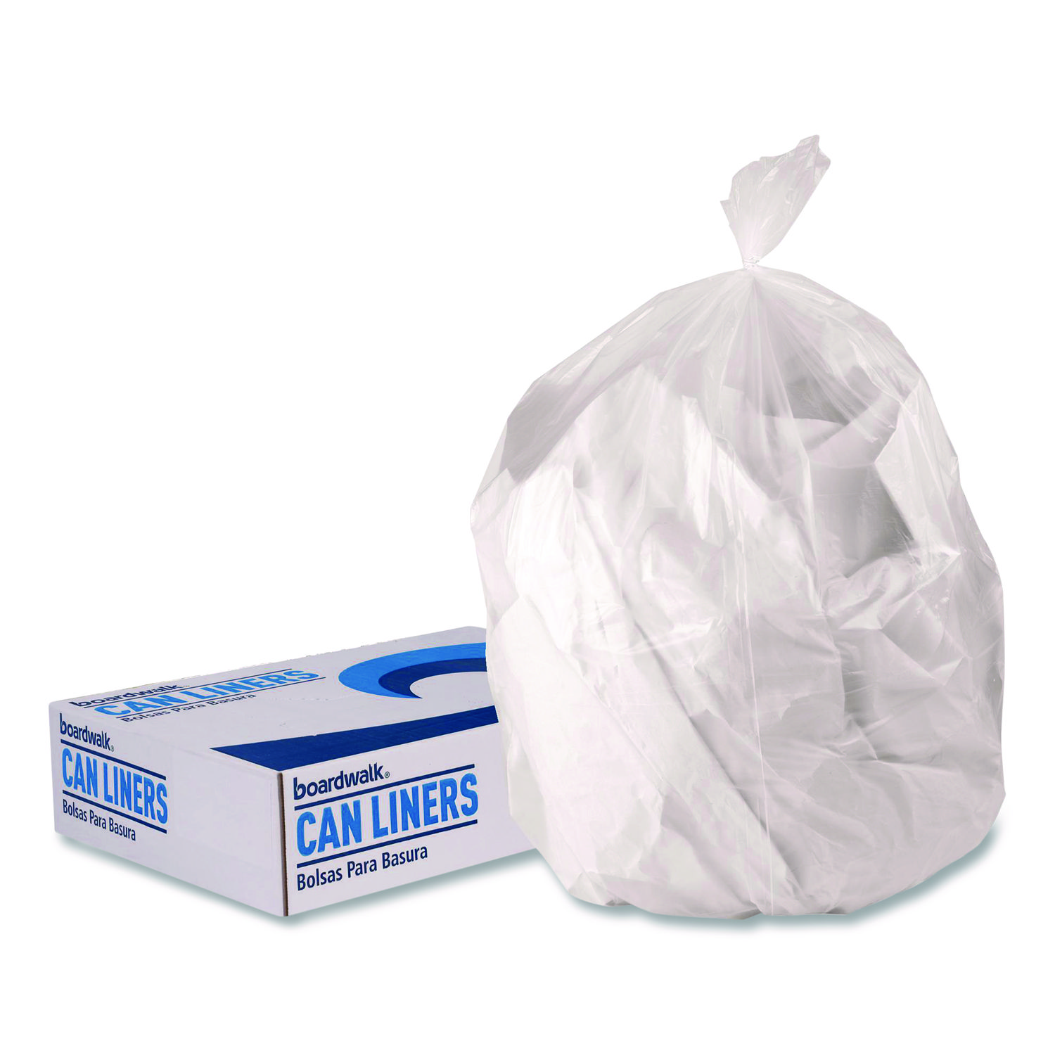 Boardwalk Low-Density Waste Can Liners, 32 gal, 0.9 mil, 33 x 44, Clear ...