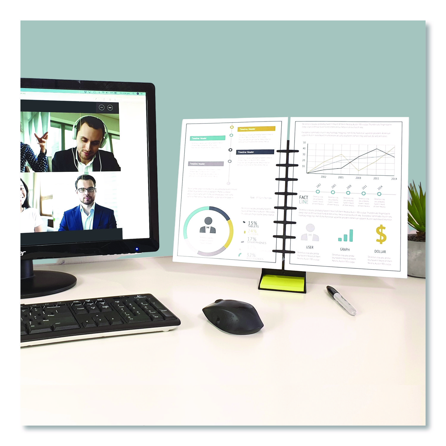 NoteTower Desktop Pro Plastic Document Stand Bar, 2 Sheet Capacity ...