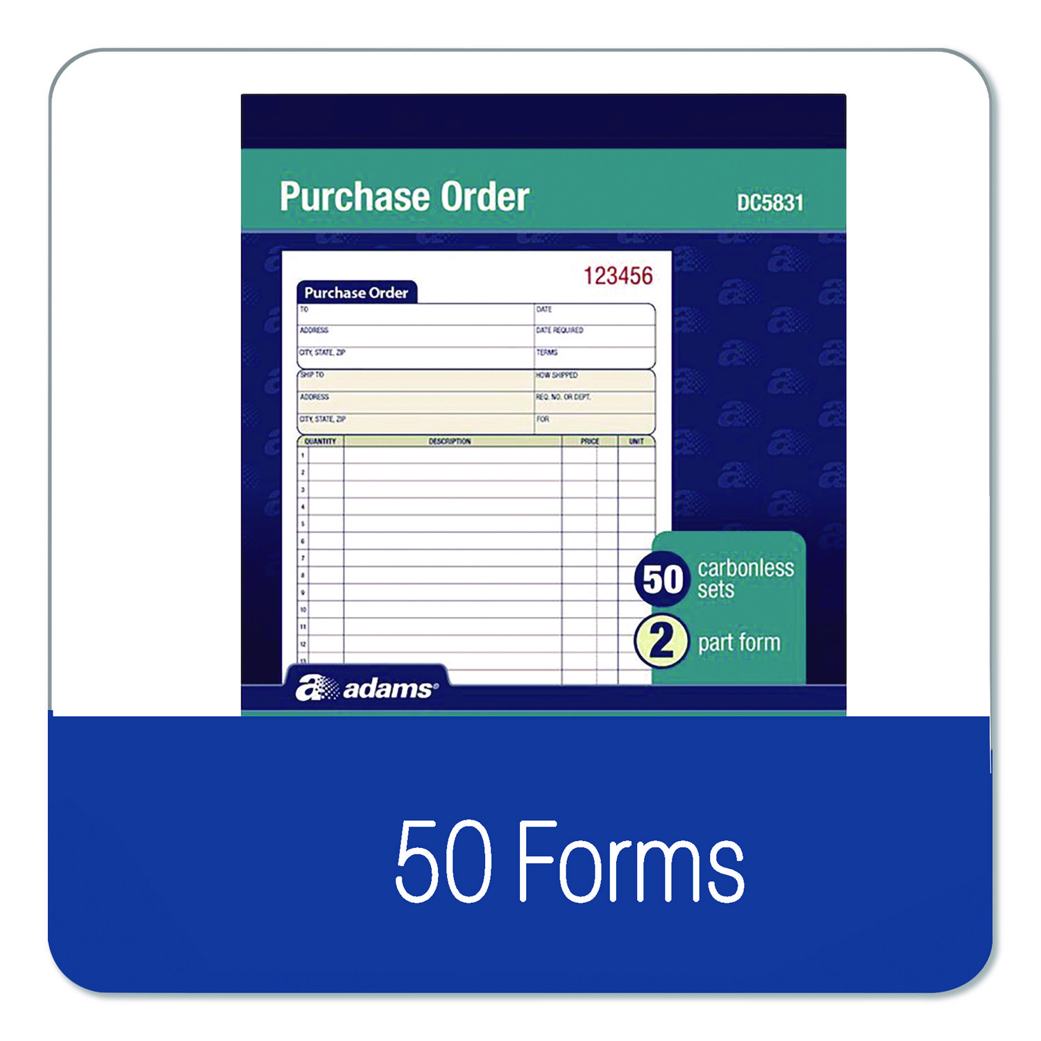 Adams Multipart Purchase Order Pad, Two-Part Carbonless, 5.56 x 7.94 ...
