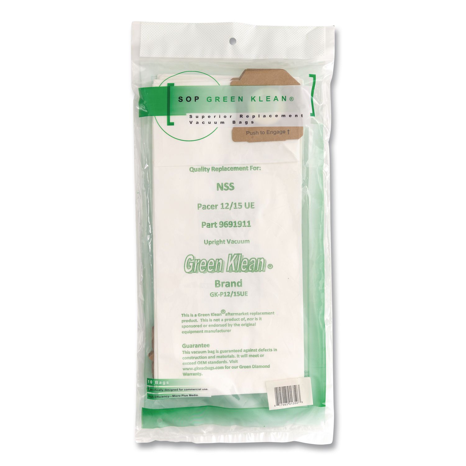 Green Klean GK-P12/15UE Replacement Bag, 10 Bags/Pack, 10 Packs/Carton ...