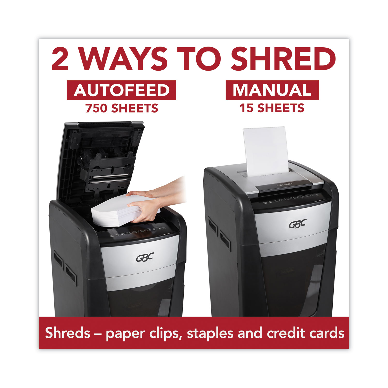 GBC AutoFeed+ 750M Micro-Cut Large Office Shredder, 750 Auto/15 Manual ...