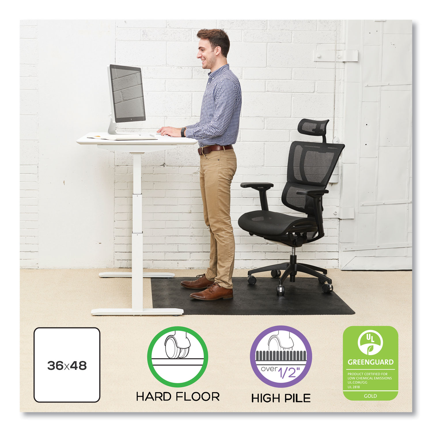 Deflecto Ergonomic Sit Stand Mat, 48 x 36, Black, 25/Pallet ...