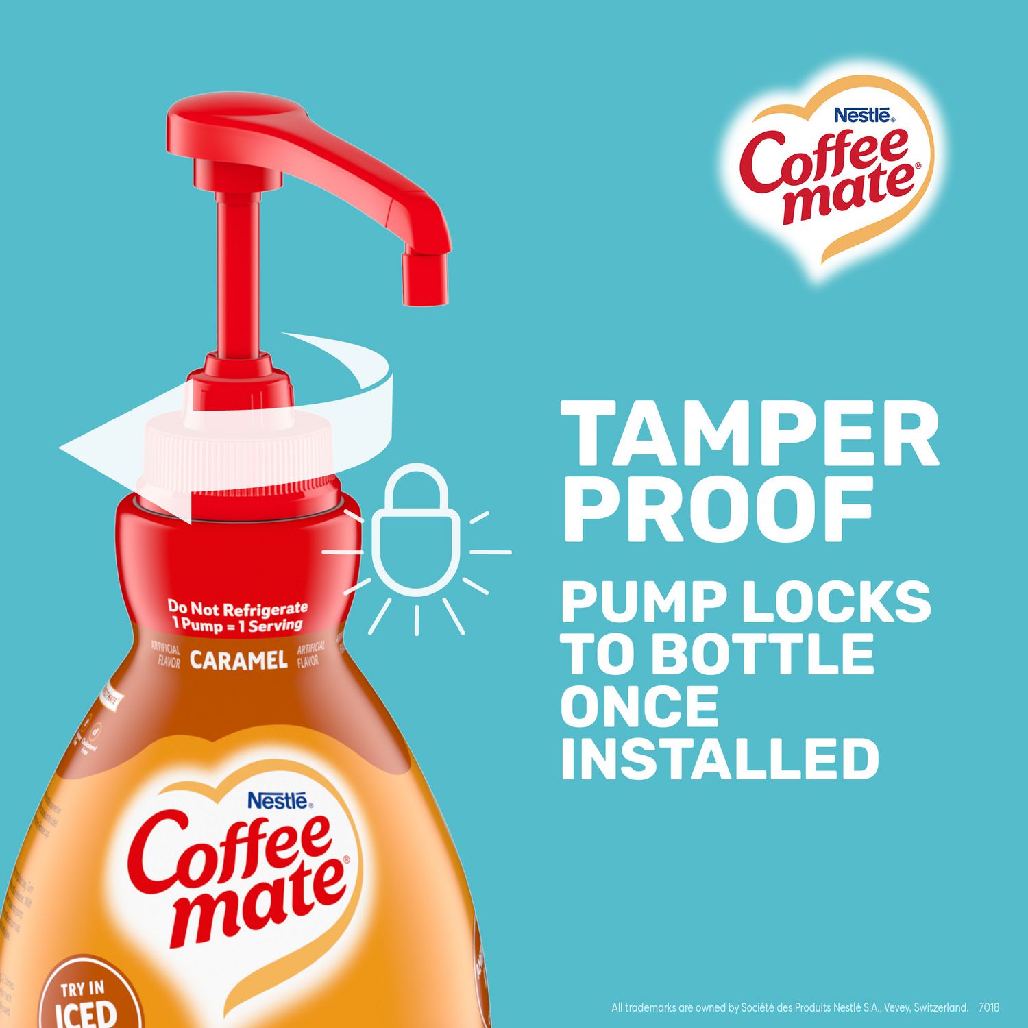 Coffee-mate Liquid Creamer Pump Bottle, Caramel, 50.7 oz Pump Bottle, 2 ...