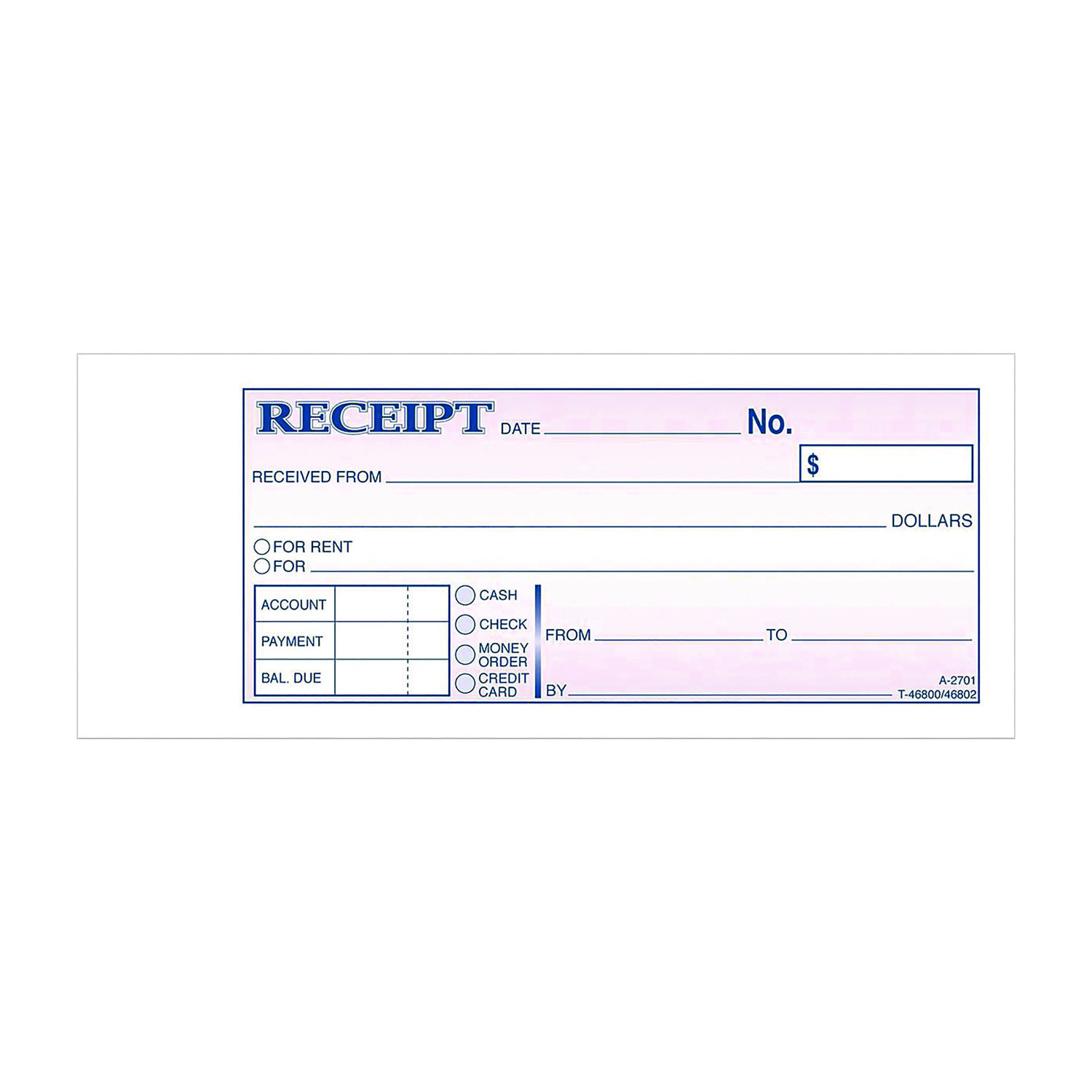 Adams Money/Rent Receipt Book, Two-Part Carbonless, 6.69 x 2.75, 50 ...
